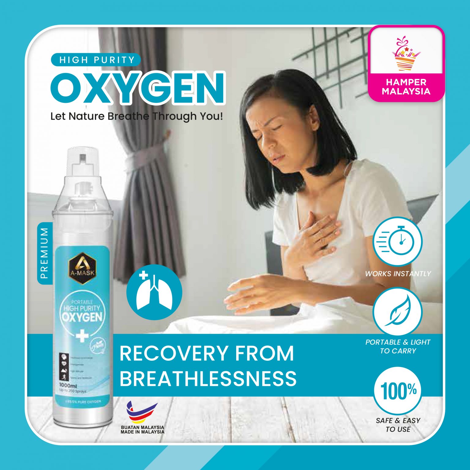 A-Mask Portable Oxygen Inhaler 99.5% Pure Oxygen – Box Of 6 bottles ...