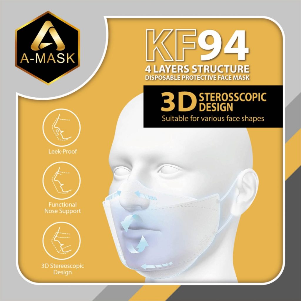 A-Mask KF94 Disposable Medical Face Mask – 3 Boxes (Adult 4 Ply 4 ...